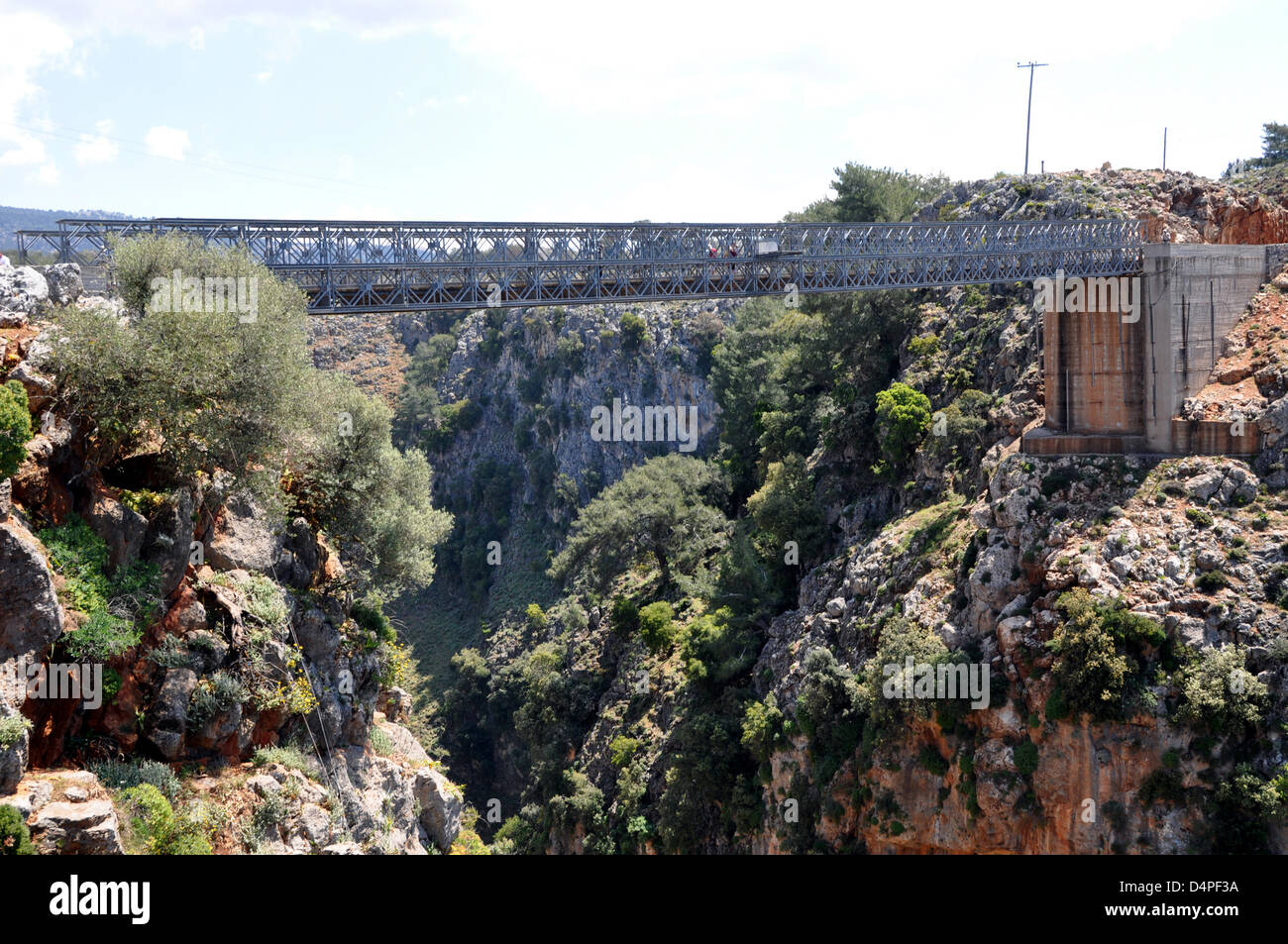 The bridge spanning Aradena canyon on Crete, 09 May 2009. Photo: Frank ...