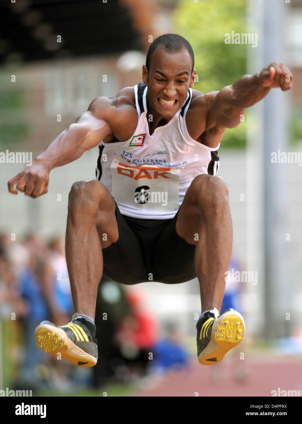 German decathlete Jacob Minah performs a jump at the German Combined ...