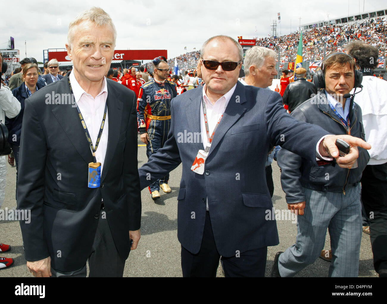 FIA President Max Mosley (L) pictured in the grid at Silverstone race ...