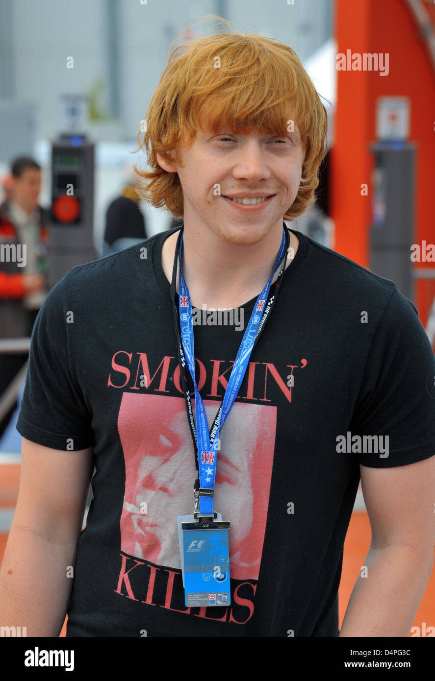 British actor Rupert Grint smiles in the paddock of Silverstone race ...