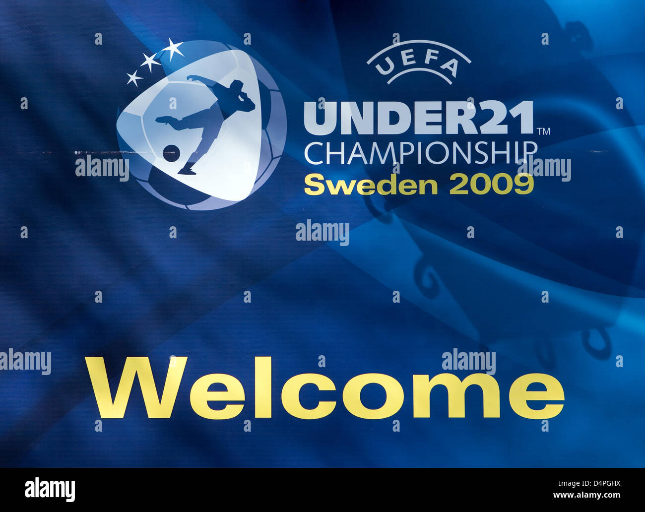 The picture shows a ?Welcome? banner of the UEFA Under21 Championship ...