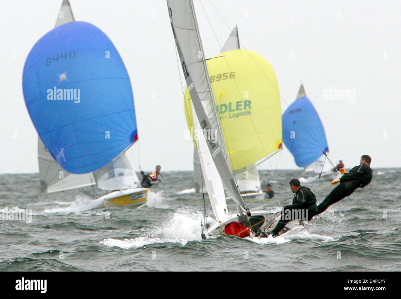 Boats of the 505 class sail for the European Championship during the ...