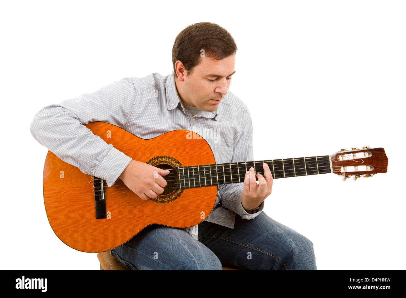 musician plays an acoustic guitar, isolated Stock Photo - Alamy