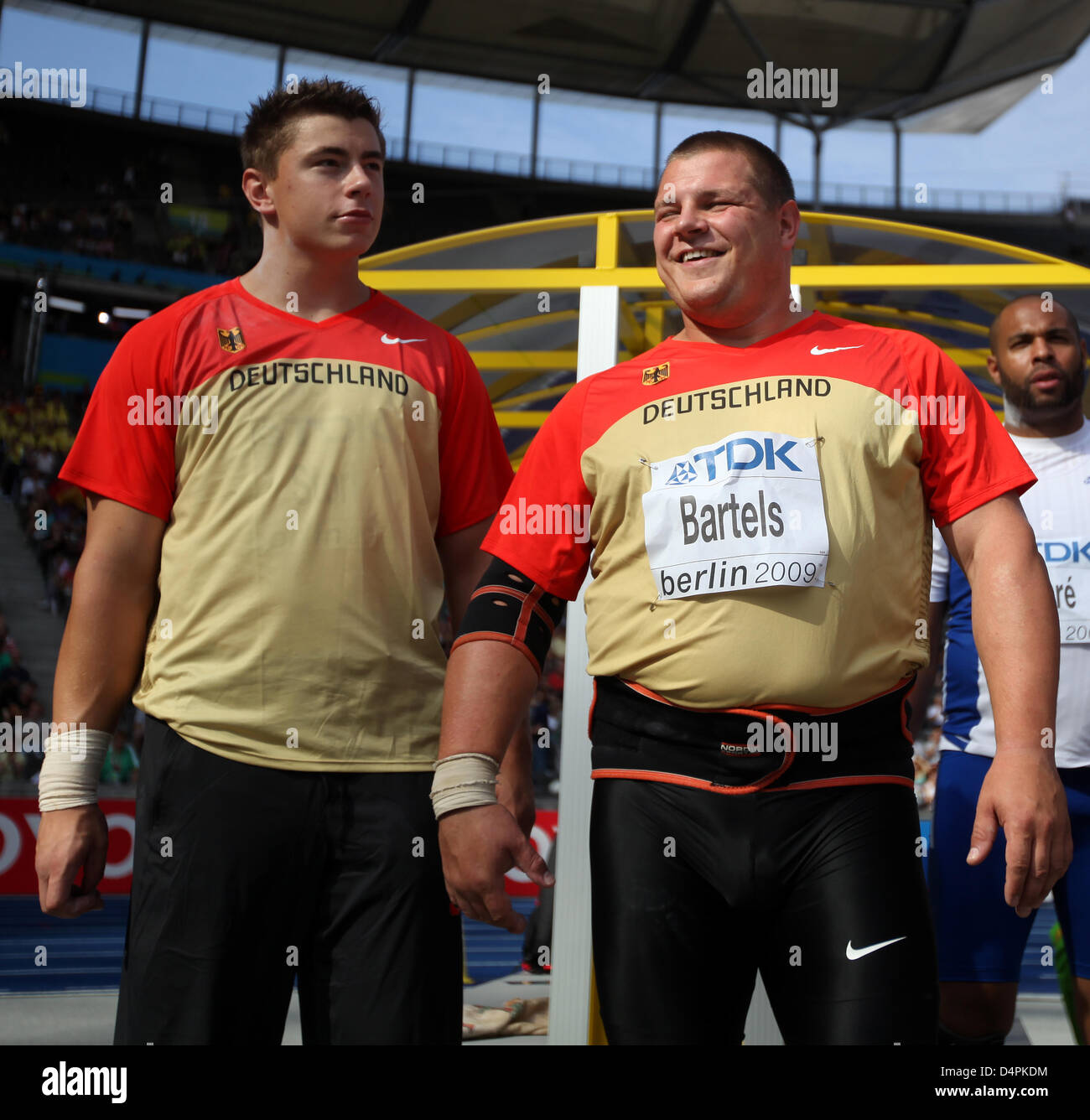 Germany?s Ralf Bartels (R) and David Storl (L) during the Shot Put ...