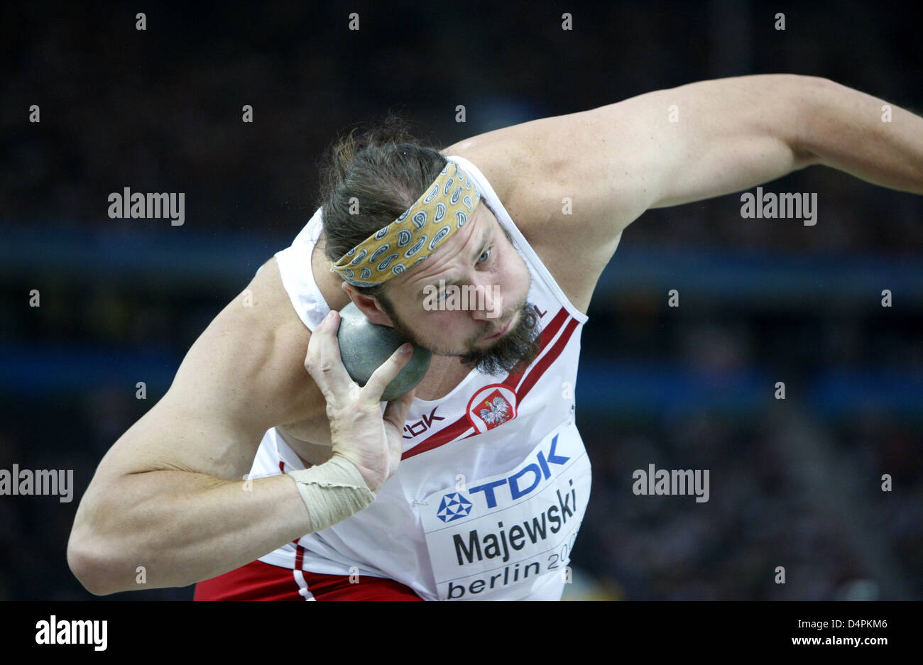 Polish Tomasz Majewski shown in action during the shot put final at the ...