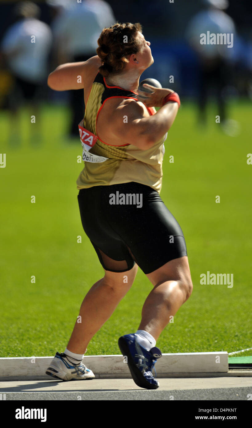 German Christina Schwanitz shown in action during the women?s shot put ...