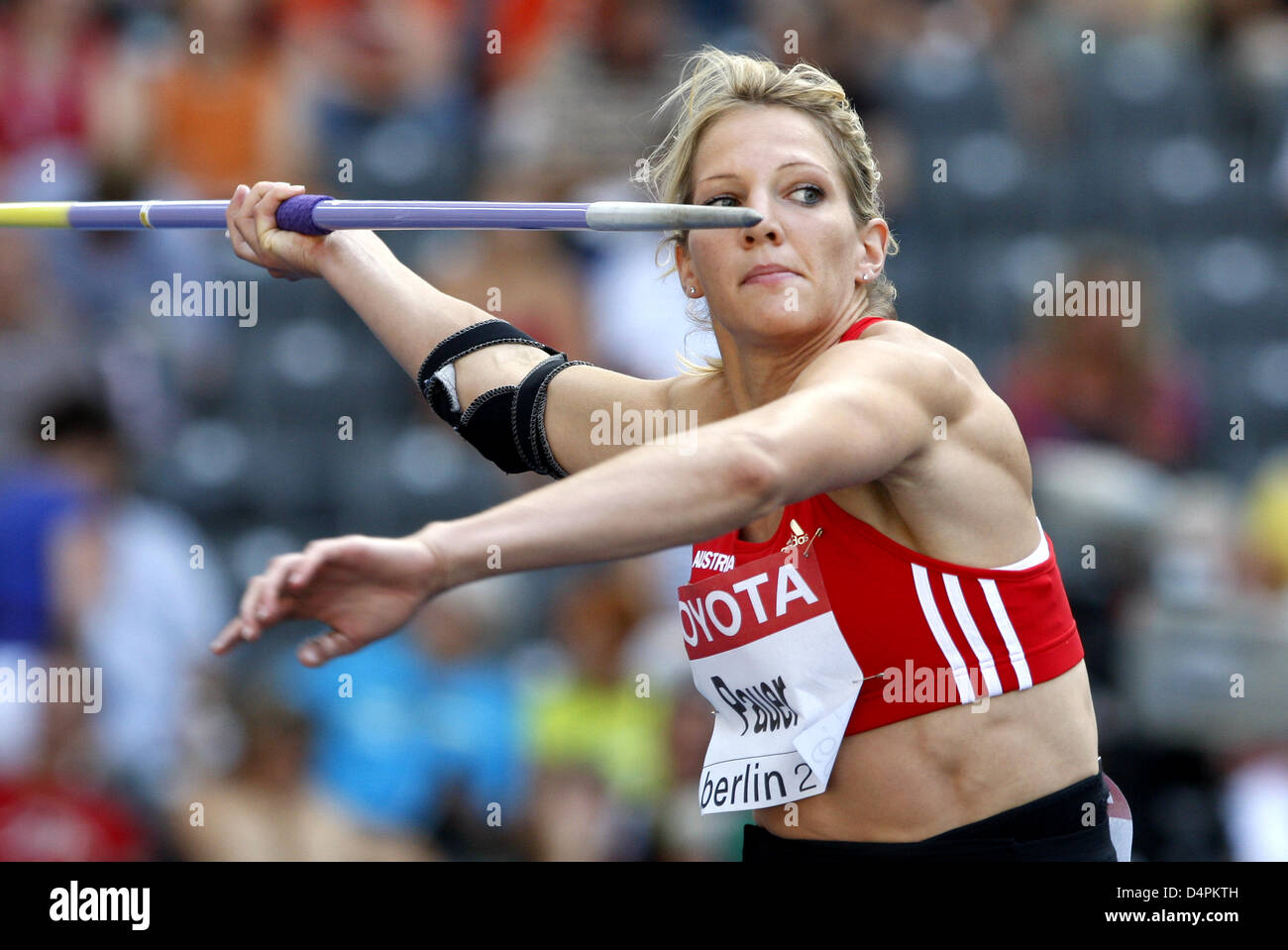 Austrian Elisabeth Pauer shown in action during the women?s javelin ...