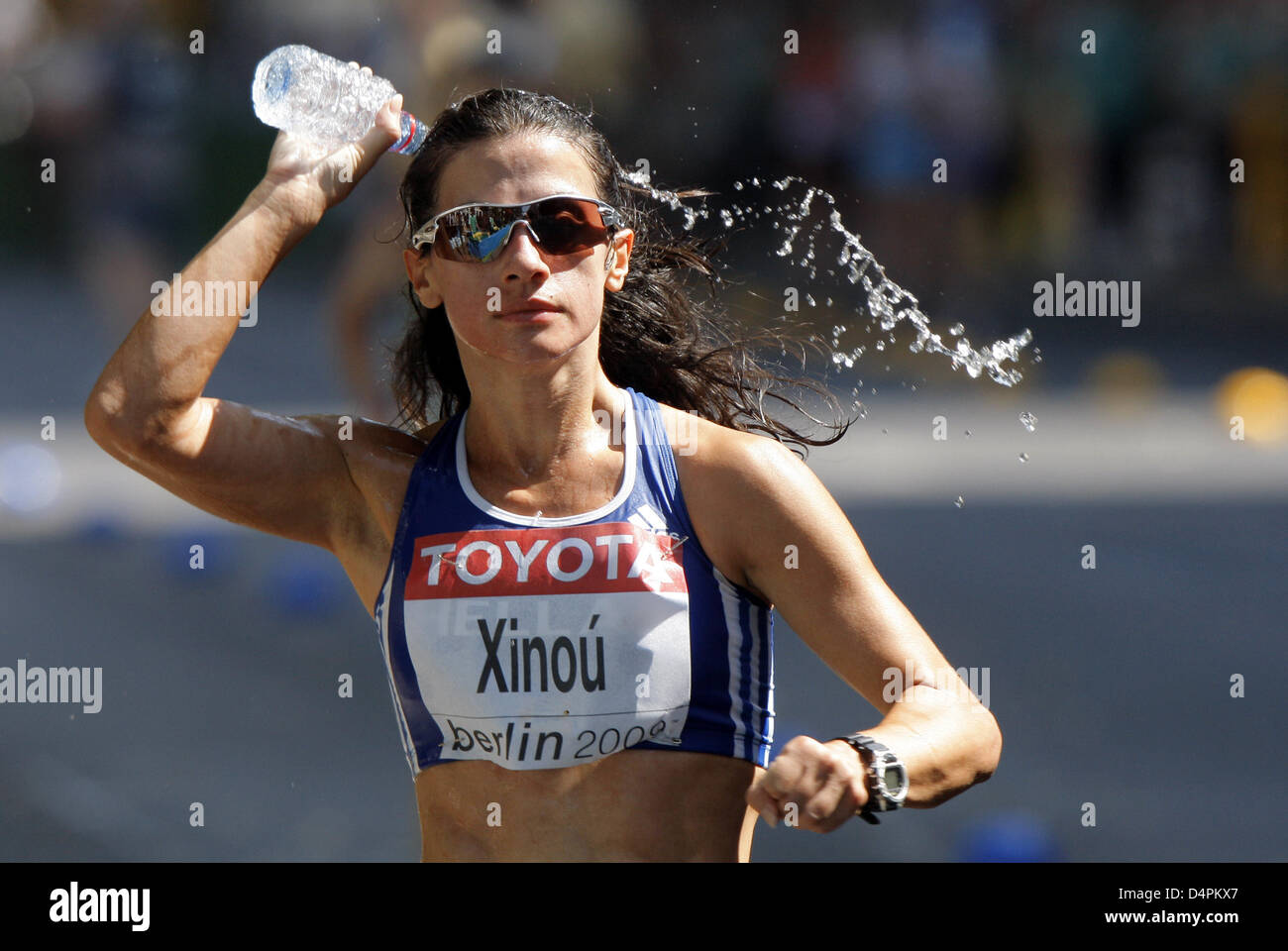 Greek Evaggelia Xinou shown in action during the women?s 20km race walk ...