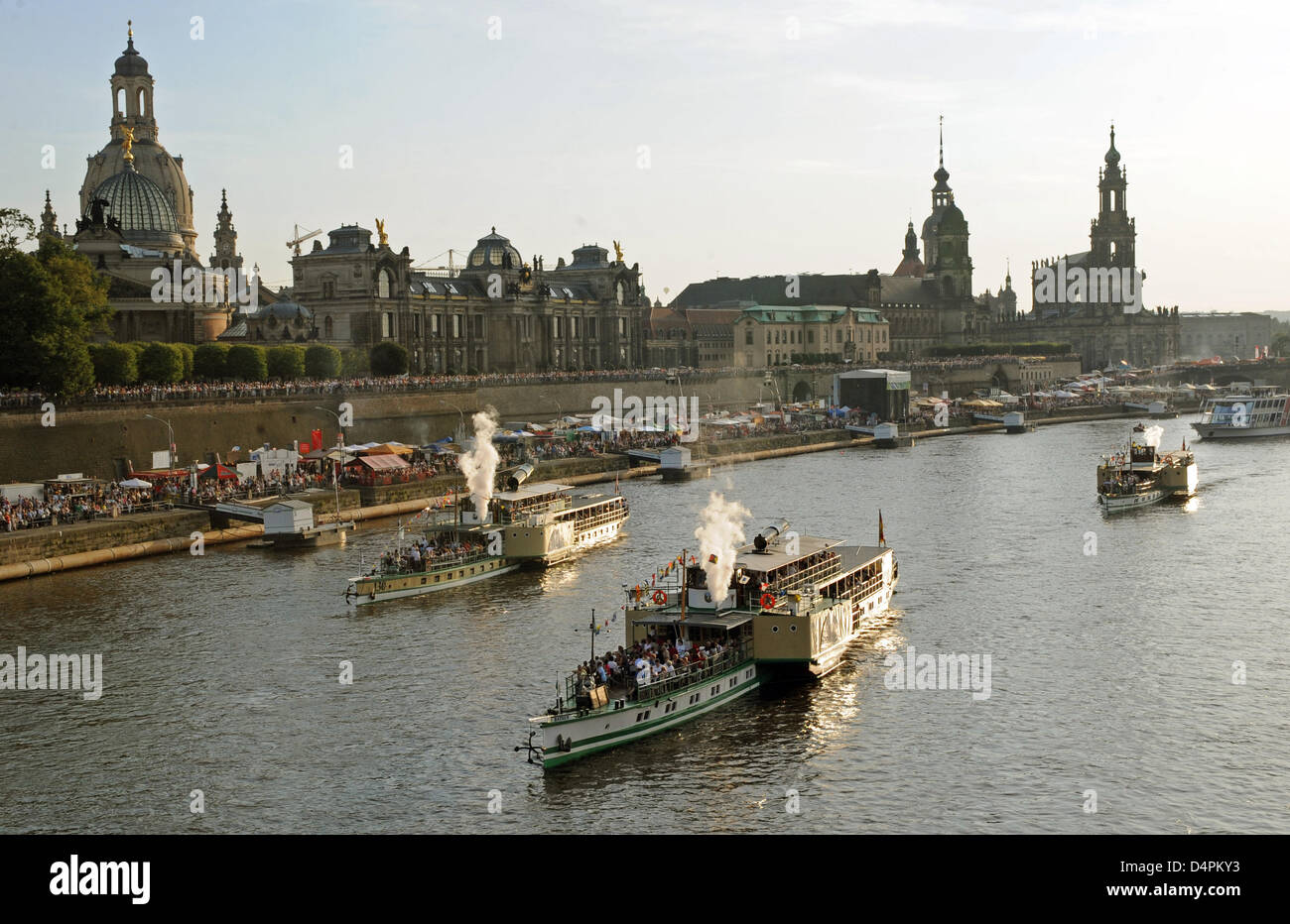 Historic steamers are pictured during their traditional parade on the ...