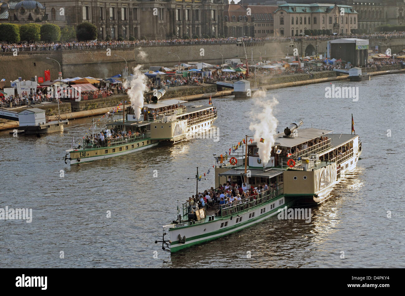 Historic steamers are pictured during their traditional parade on the ...