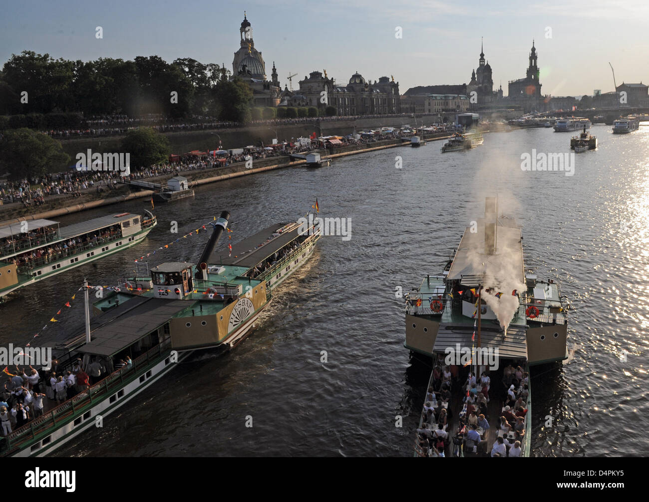 Historic steamers are pictured during their traditional parade on the ...