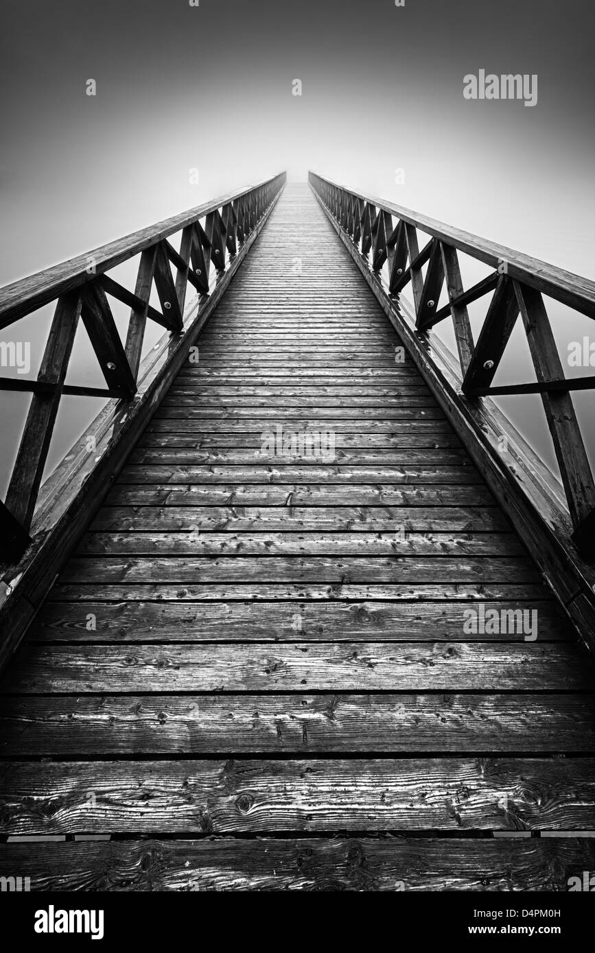 Wooden footbridge path bridge Black and White Stock Photos & Images - Alamy