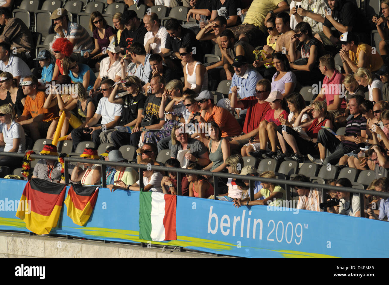 Spectators sit on the stands at the 12th IAAF World Championships in ...