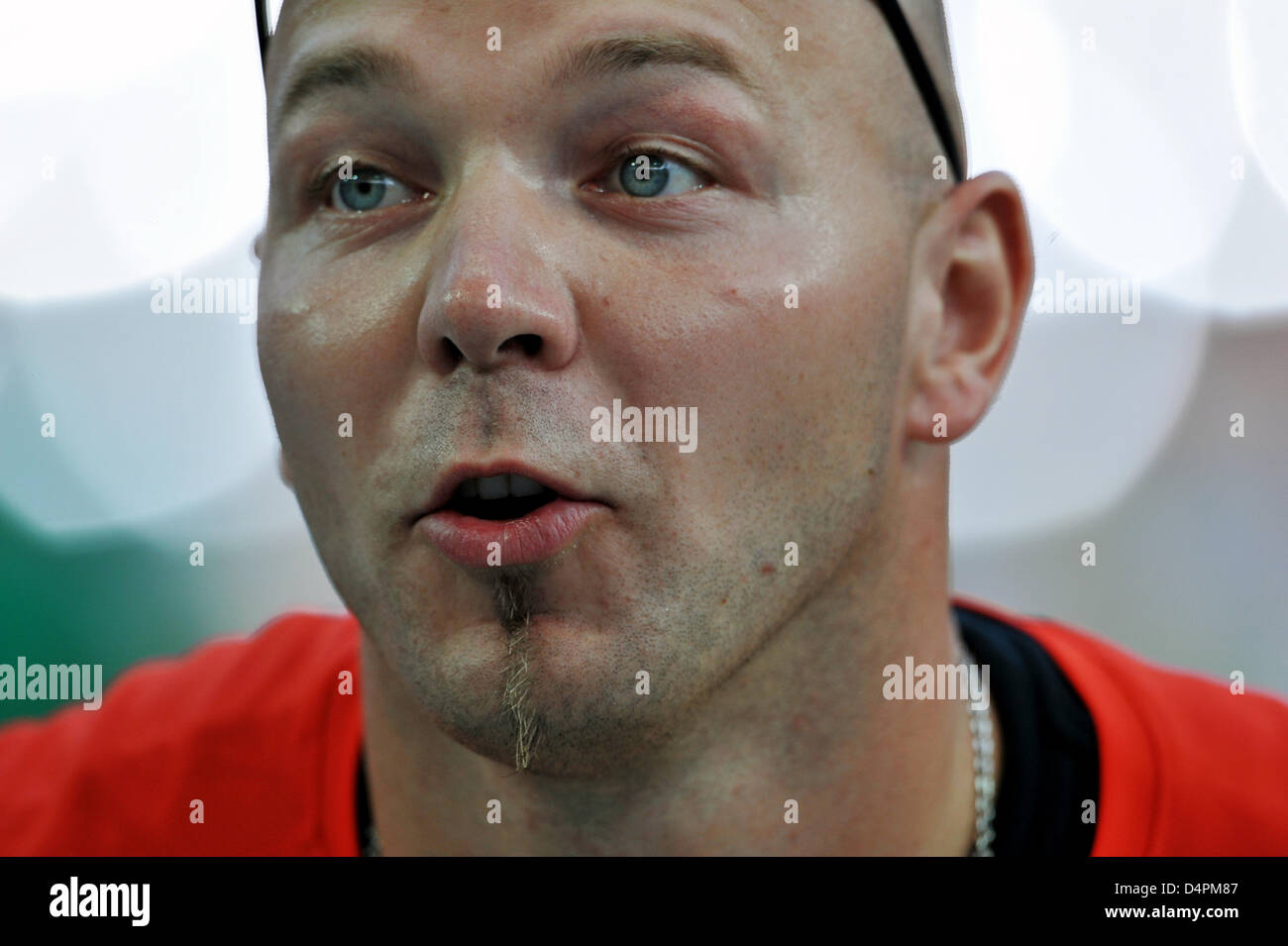 German Markus Esser smiles during the men?s hammer throw final at the ...