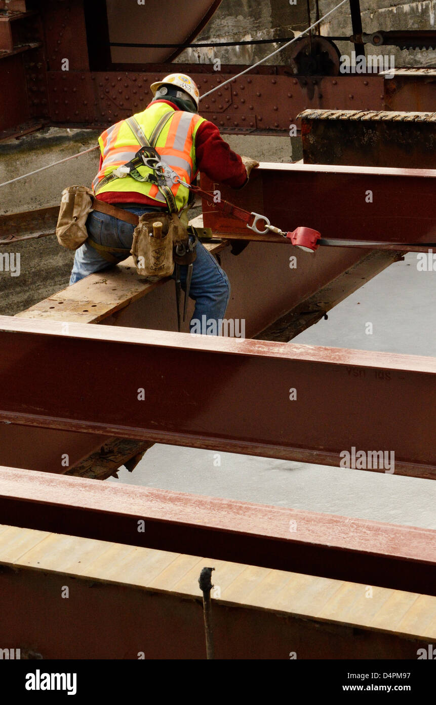 Steel work on historic bridge over the Erie Canal. to repair NY ...