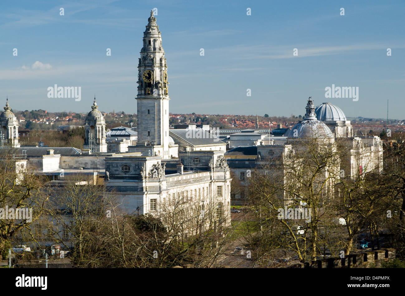 cardiff civic centre from the tower of cardiff castle wales Stock Photo ...