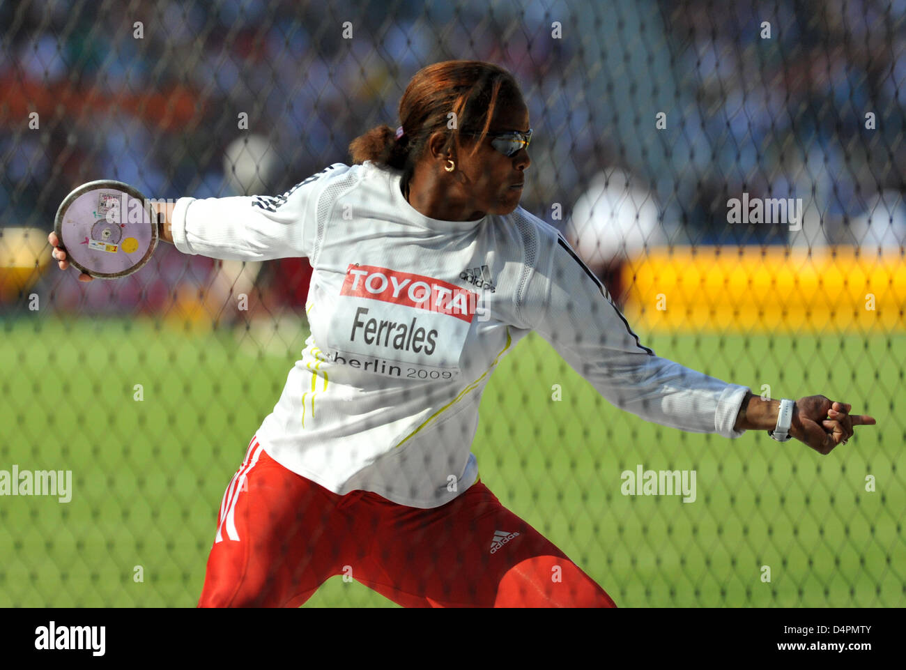 Cuban Yania Ferrales shown in action during the women?s discus ...
