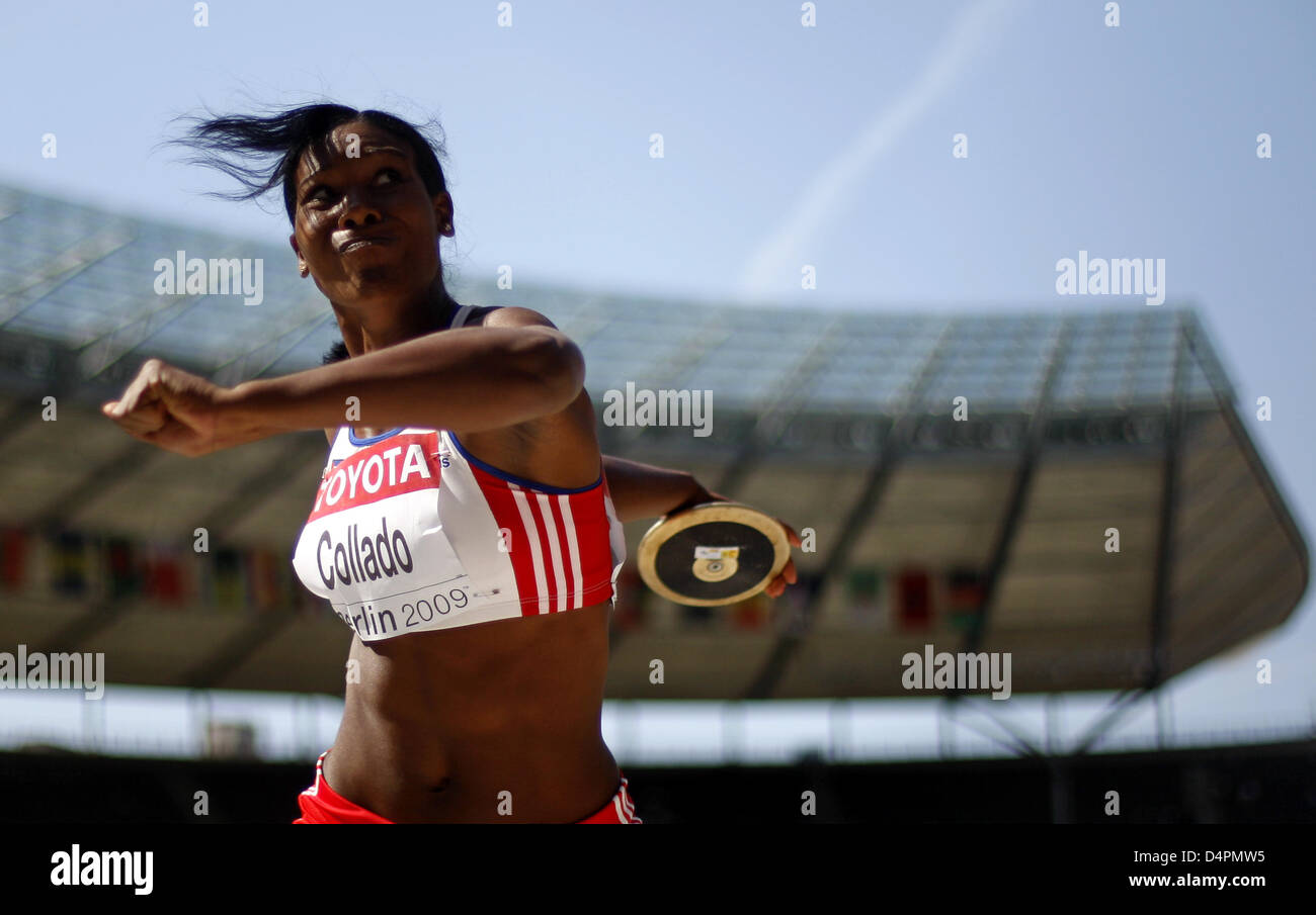 Cuban Yarisley Collado shown in action during the women?s discus ...