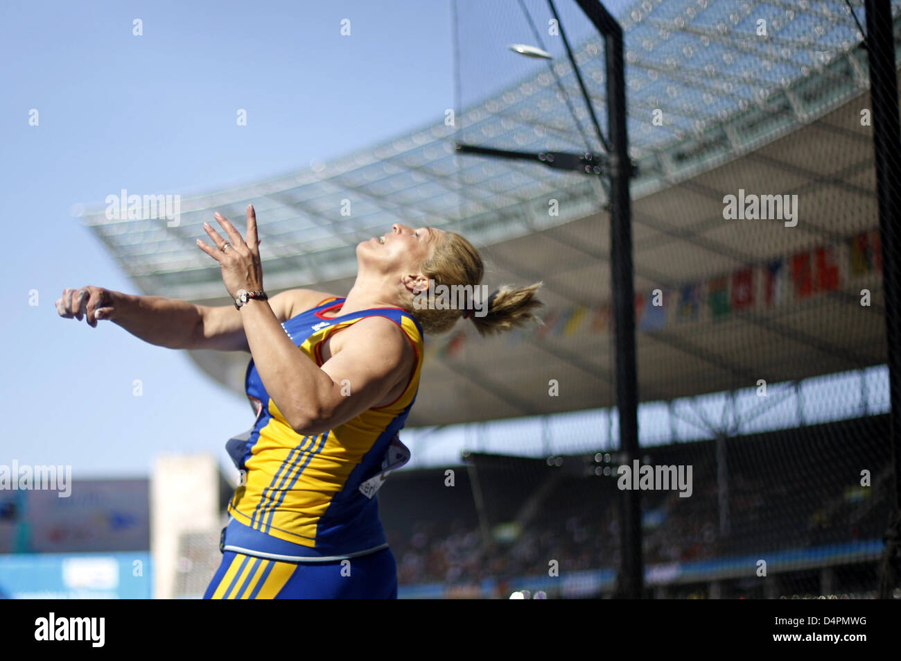 Romanian Nicoleta Grasu shown in action during the women?s discus ...