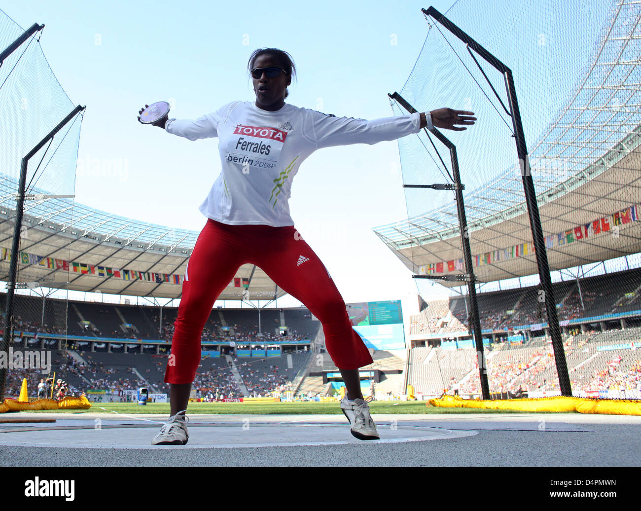 Cuban Yania Ferrales shown in action during the women?s discus ...