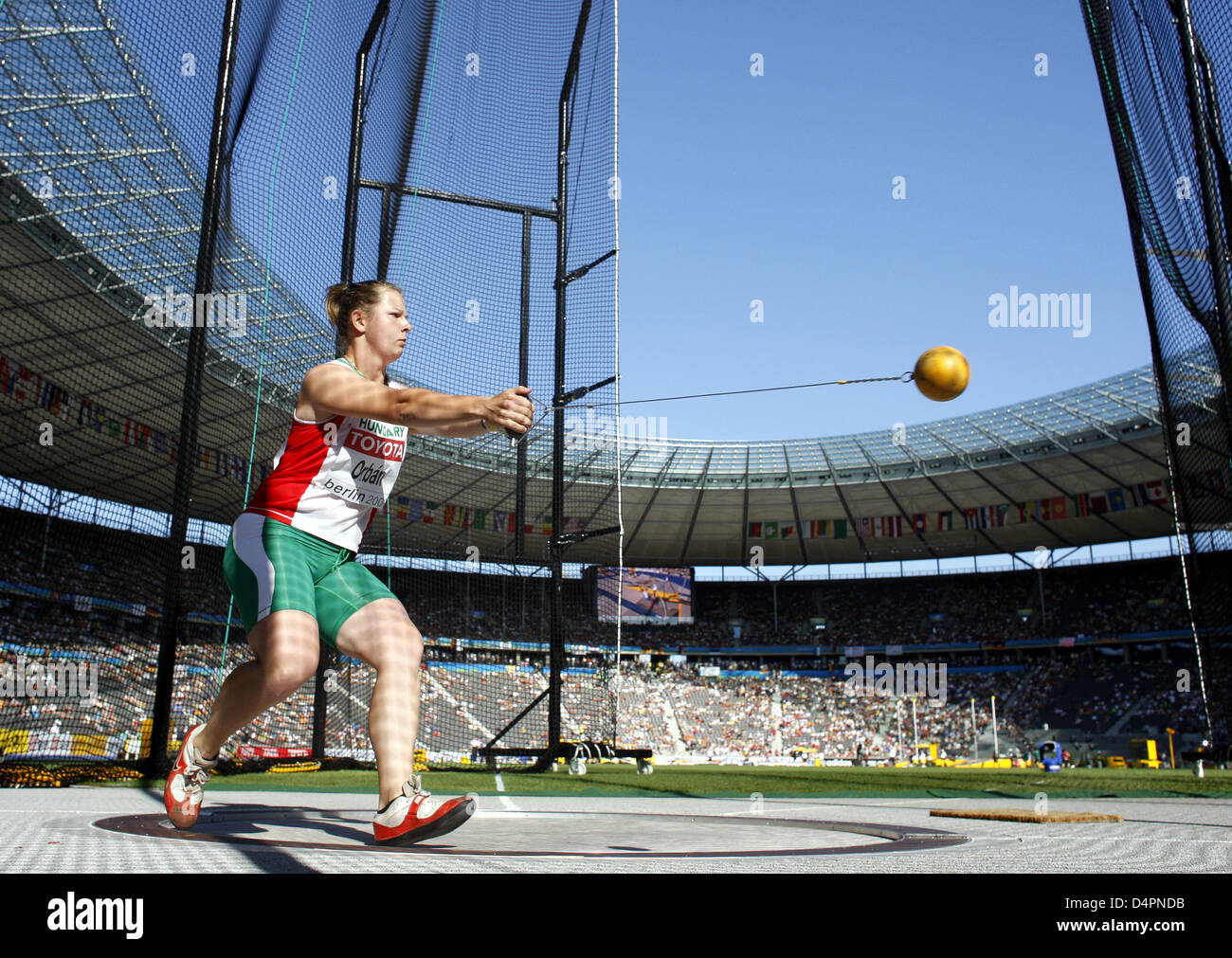 Hungarian Eva Orban seen in action during the Hammer Throw ...