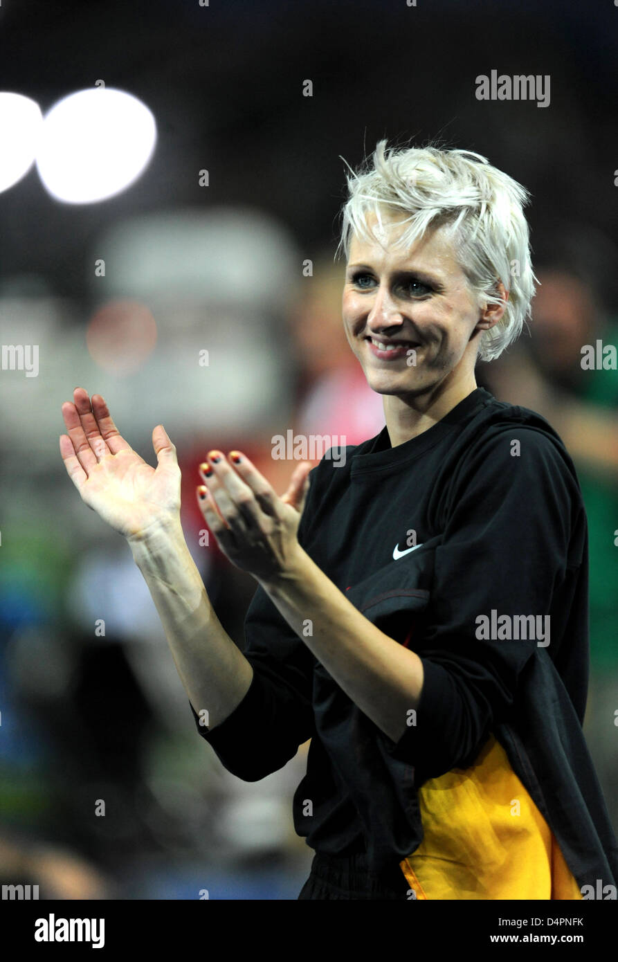 Germany?s Ariane Friedrich cheers during the High Jump finals at the ...