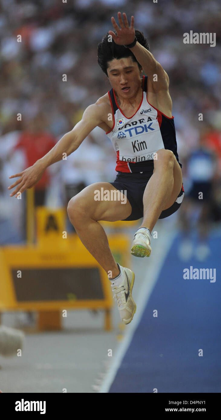 Korean athlete Deokhyeon Kim competes in the Long Jump qualification at ...