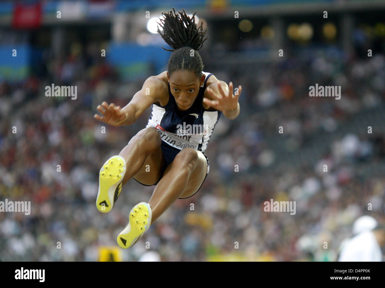 Anguillan Shara Proctor competes in the long jump qualification at the ...