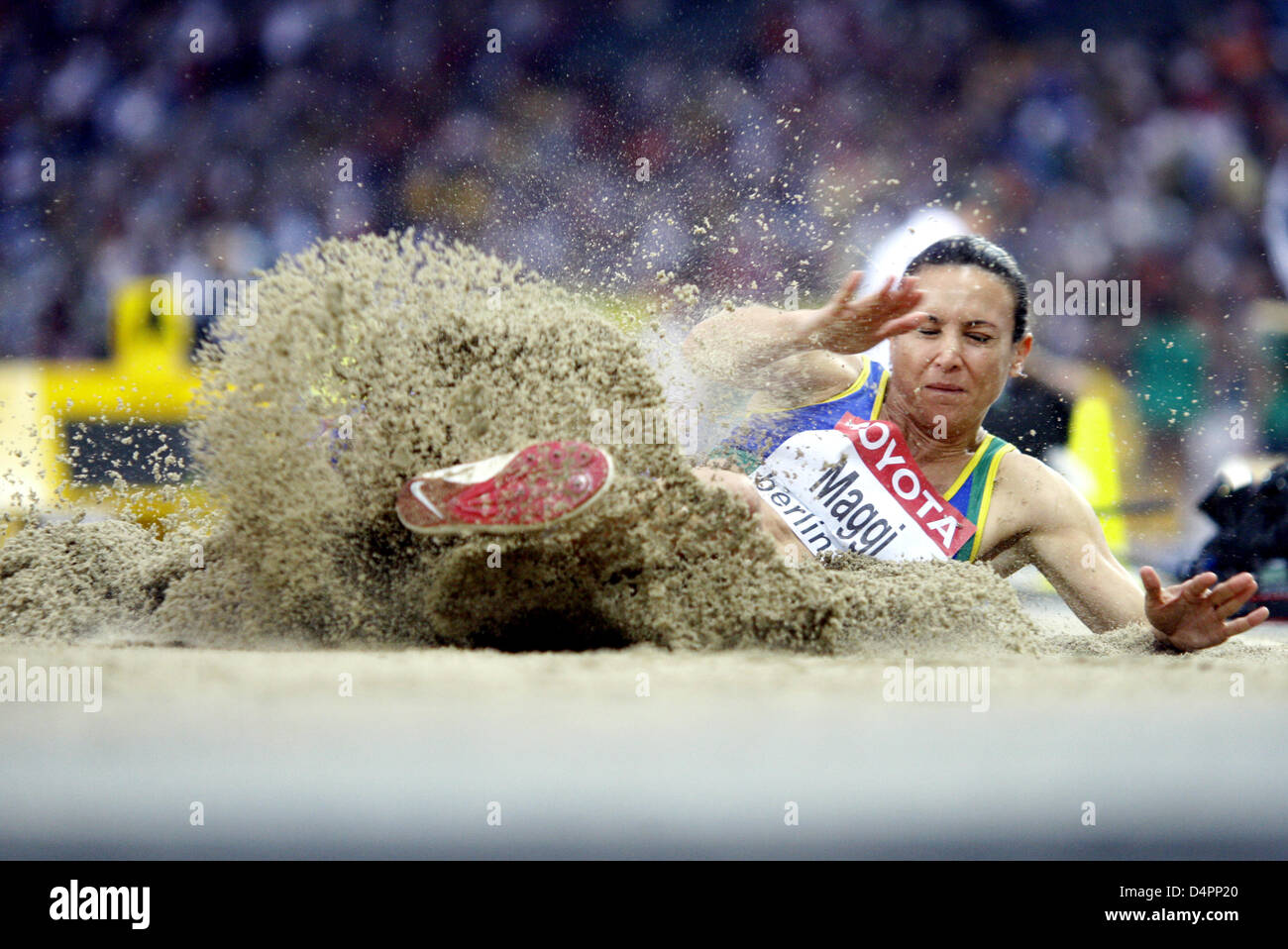 Brazilian Maurren Higa Maggi competes in the long jump qualification at ...