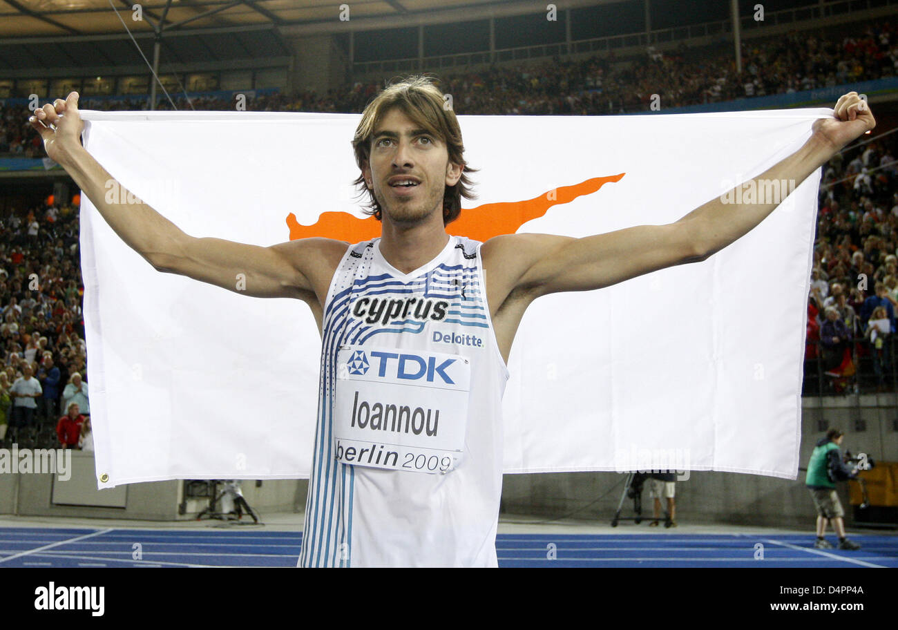 Cypriot Kyriakos Ioannou celebrates his silver medal in the men?s high ...