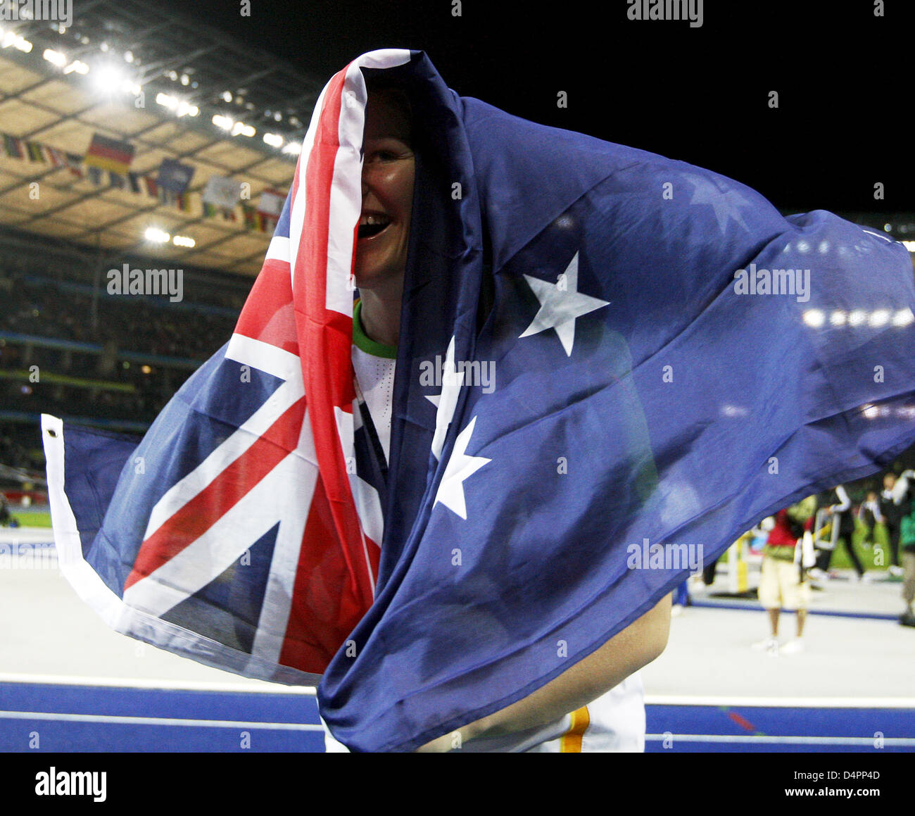 Australian Dani Samuels celebrates after winning the gold medal in the ...