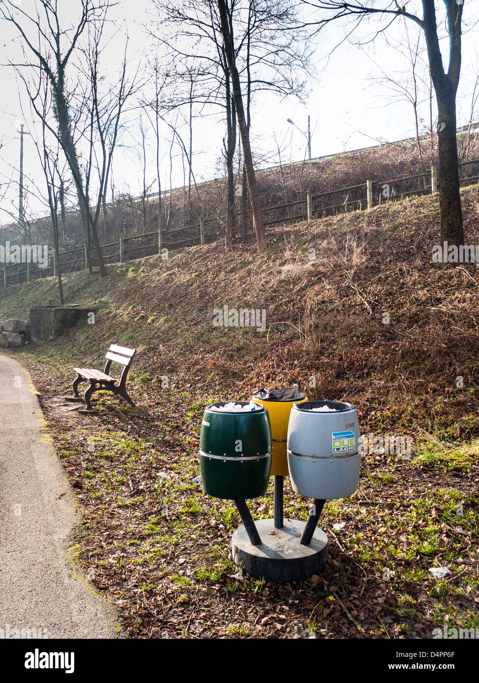 containers for recycling in public park Stock Photo - Alamy