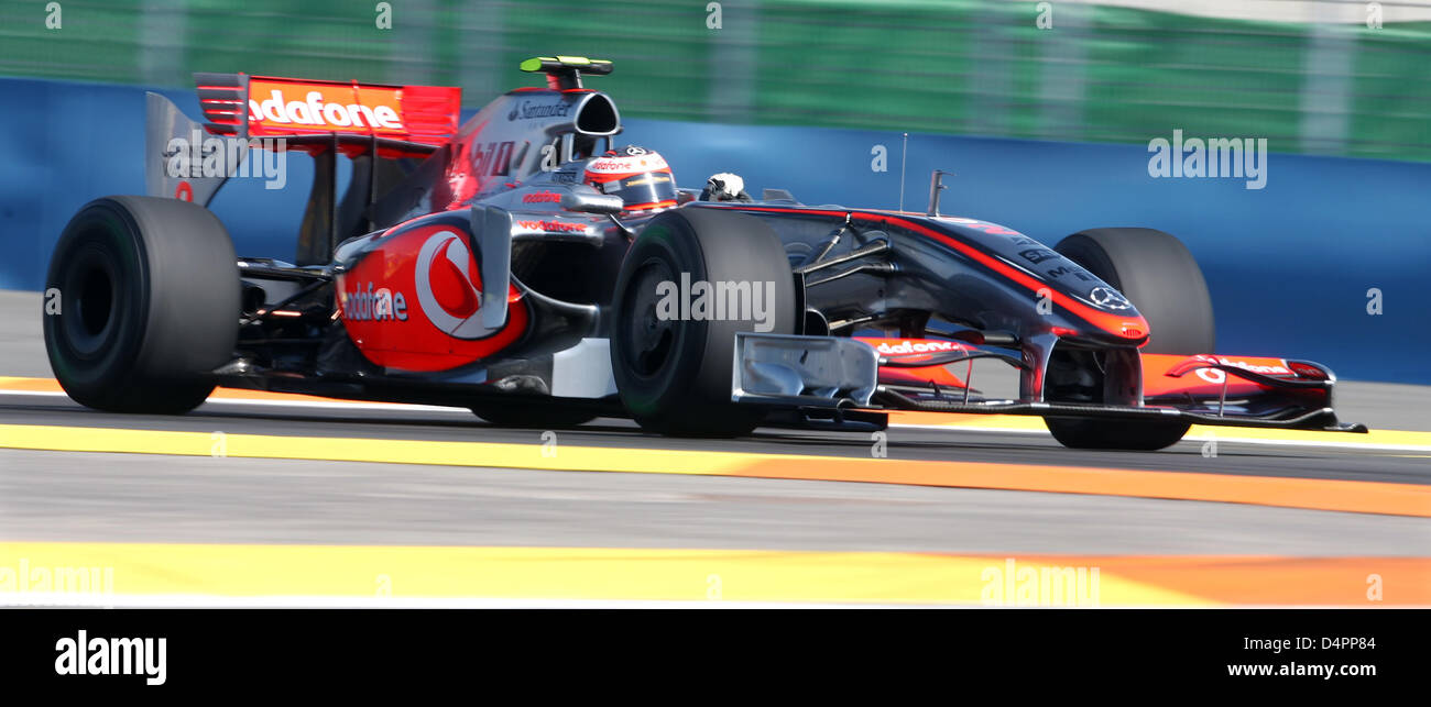 Finnish Formula One driver Heikki Kovalainen of McLaren Mercedes steers ...