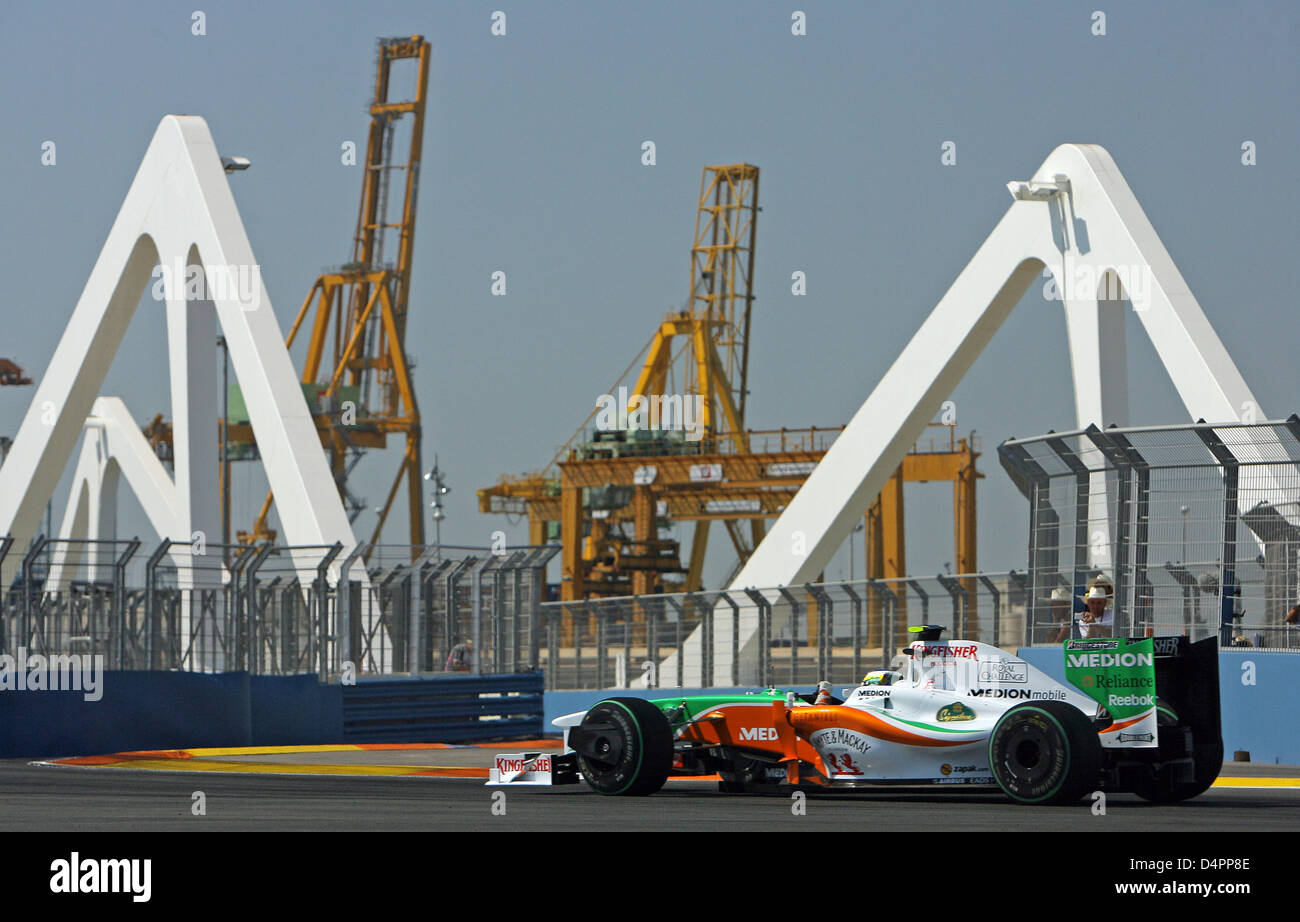 Italian Formula One driver Giancarlo Fisichella of Force India steers ...