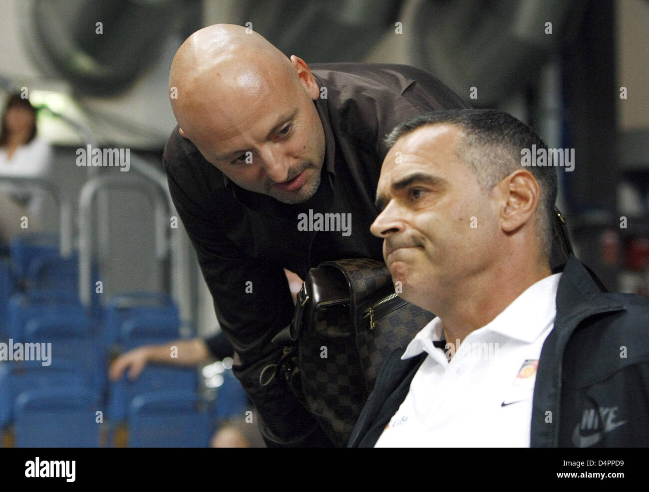 Germany?s head coach Dirk Bauermann (R) and Sasa Obradovic (L) pictured ...