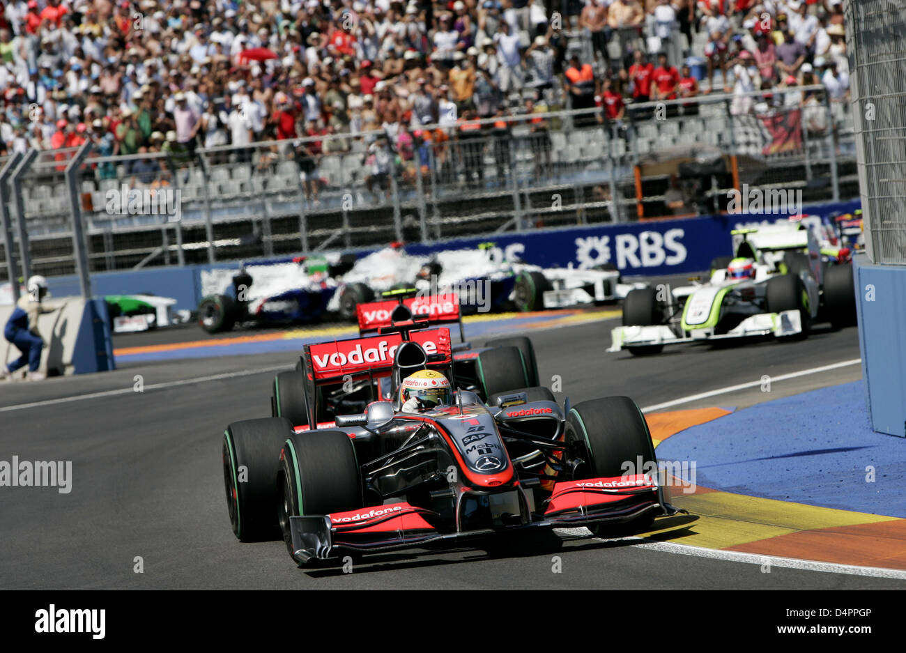 British Formula One driver Lewis Hamilton of McLaren Mercedes leads the ...