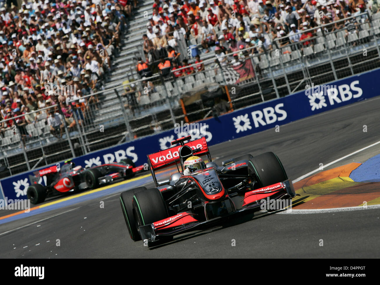 British Formula One driver Lewis Hamilton of McLaren Mercedes leads the ...