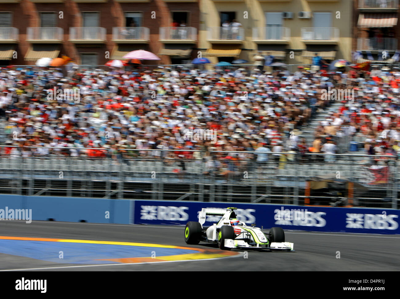 Brazilian Formula One driver Rubens Barrichello of Brawn GP enters a ...