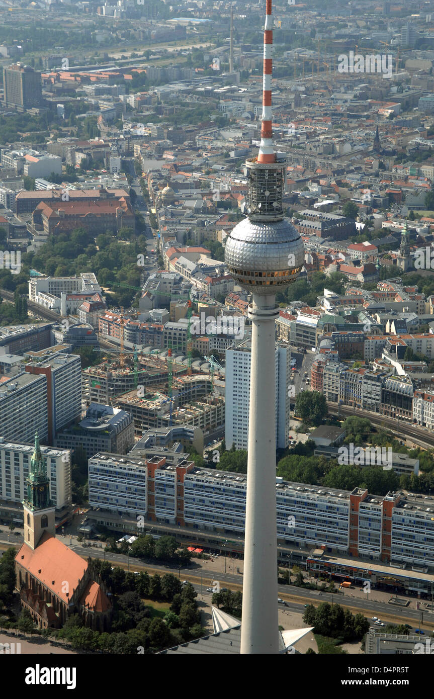 Aerial view of central Berlin and the city?s television tower, Berlin ...