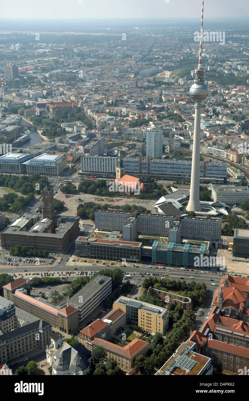 Aerial view of central Berlin and the city?s television tower, Berlin ...