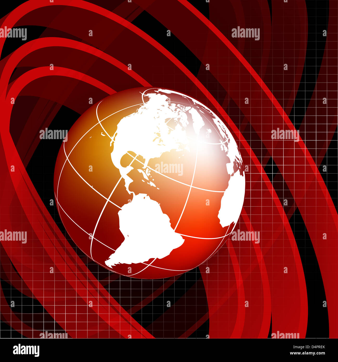 wavy lines with copy space and globe Stock Photo - Alamy