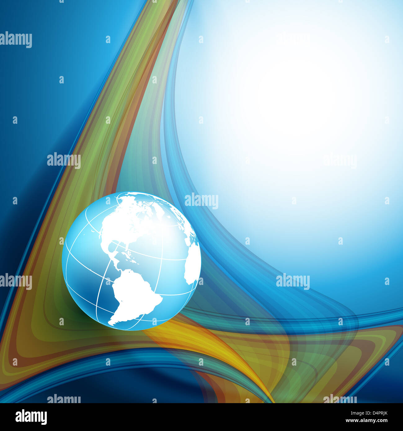 wavy lines with copy space and globe Stock Photo - Alamy