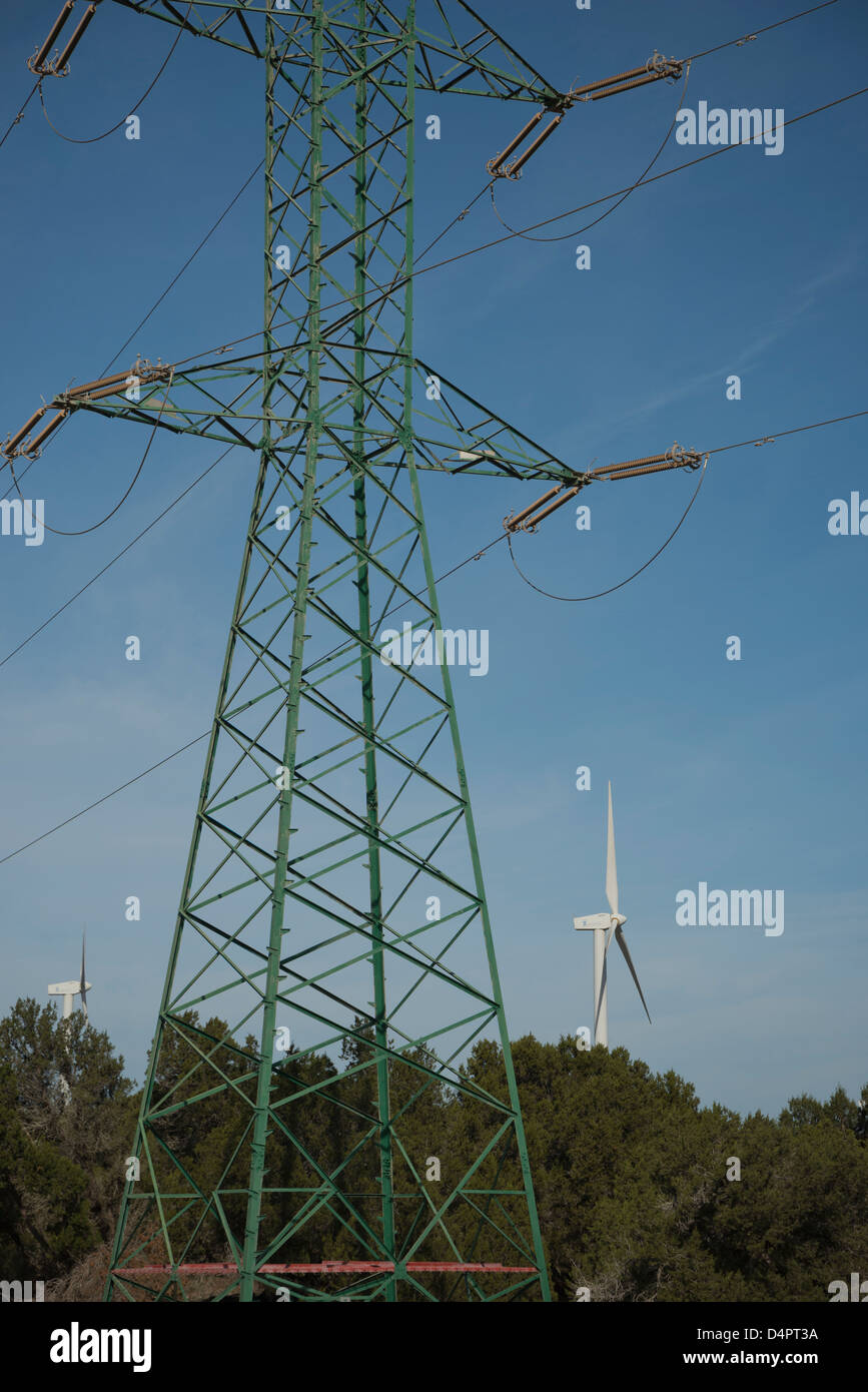 Electric power generated by wind turbines Stock Photo - Alamy