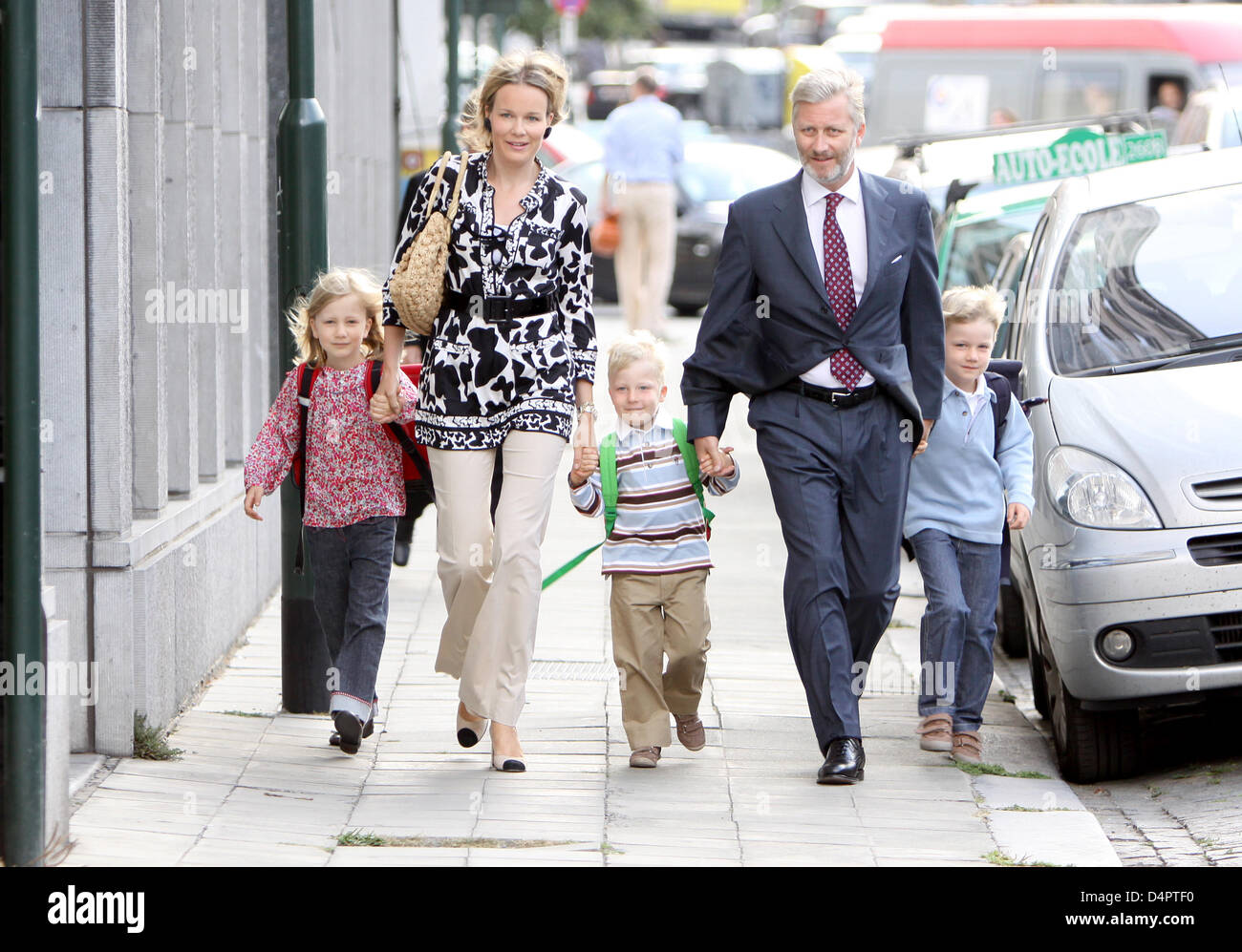 Crown Prince Philippe of Belgium (R) and his wife Princess Mathilde (L ...
