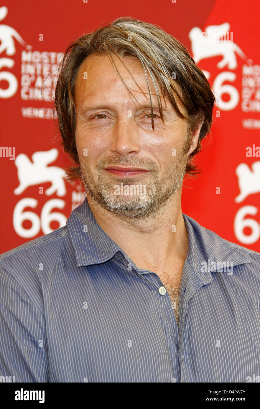 Danish actor Mads Mikkelsen poses after the press conference on the ...