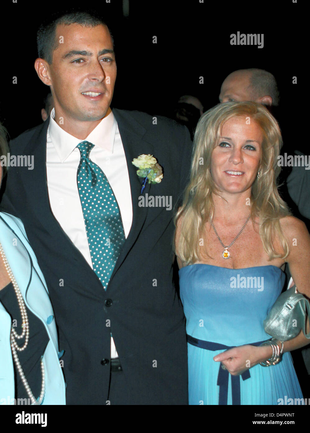 Nicolas Guillermo (L) arrives for the wedding of Bernardo Guillermo and Eva Prinz-Valdes in the ...