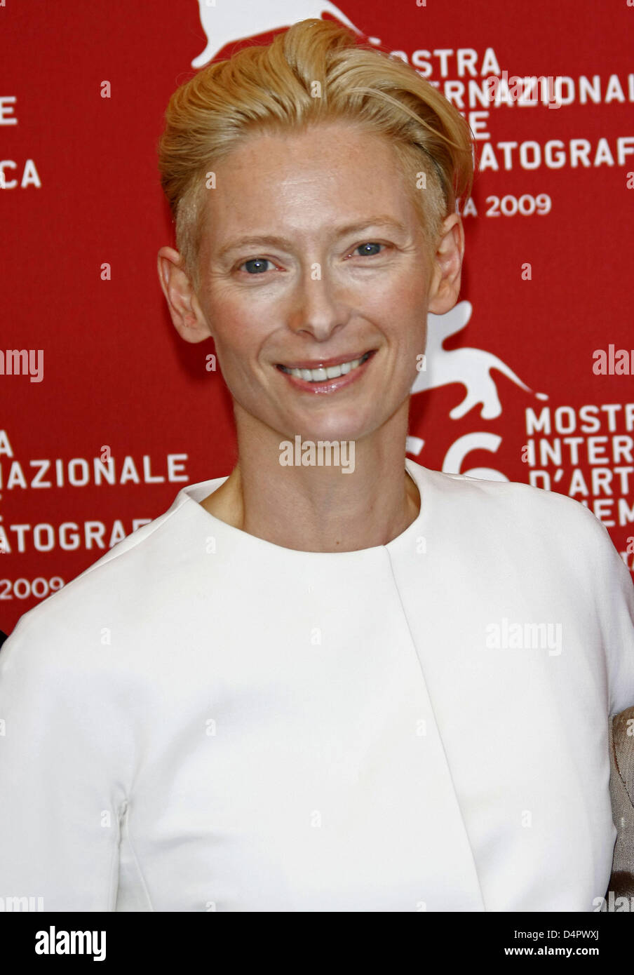 British actress Tilda Swinton smiles after the press conference on the ...