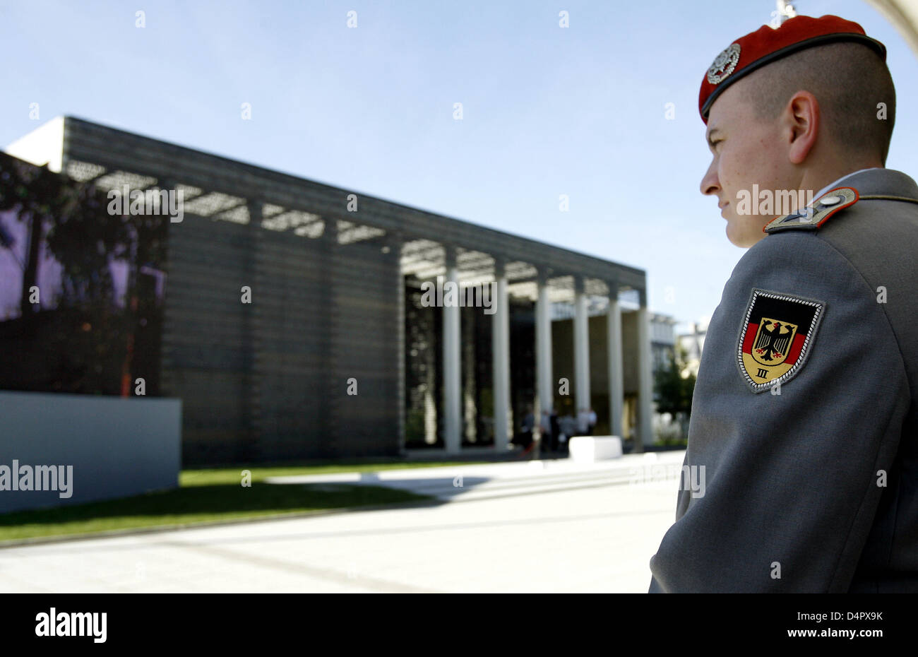 A soldier stands in front of the German Bundeswehr memorial site during ...