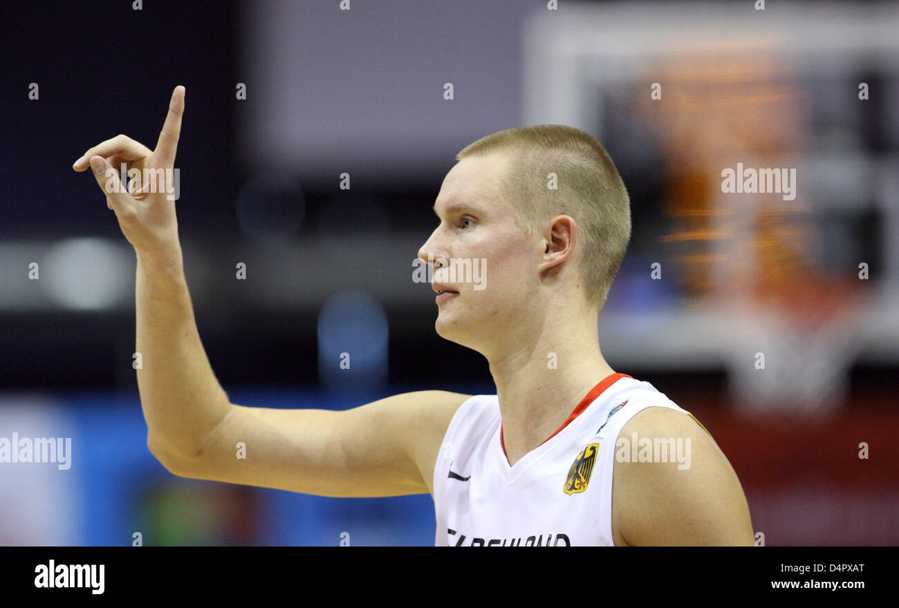 Germany?s Robin Benzing gestures during the Basketball European ...