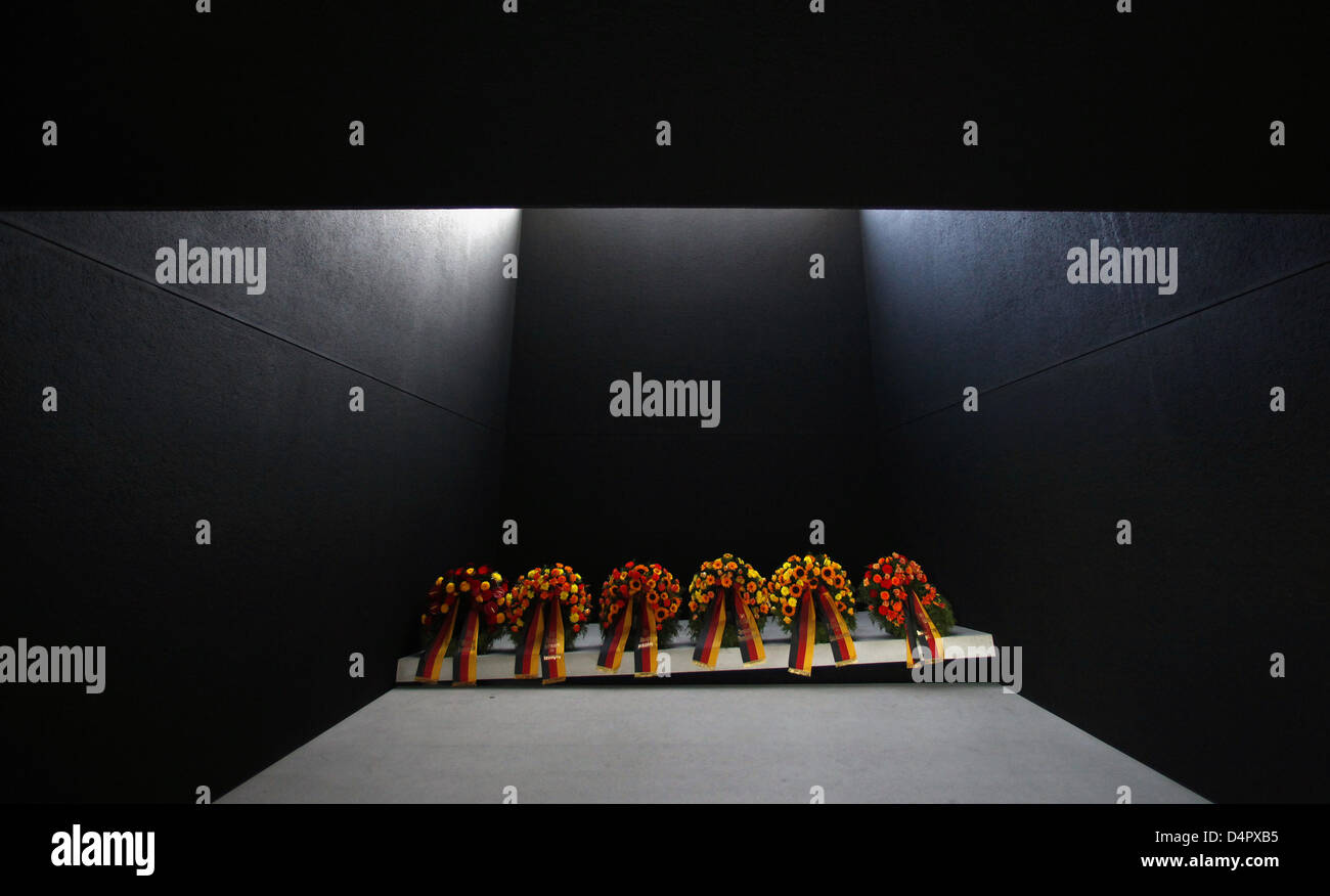 Wreaths placed inside the German Bundeswehr memorial site during its ...
